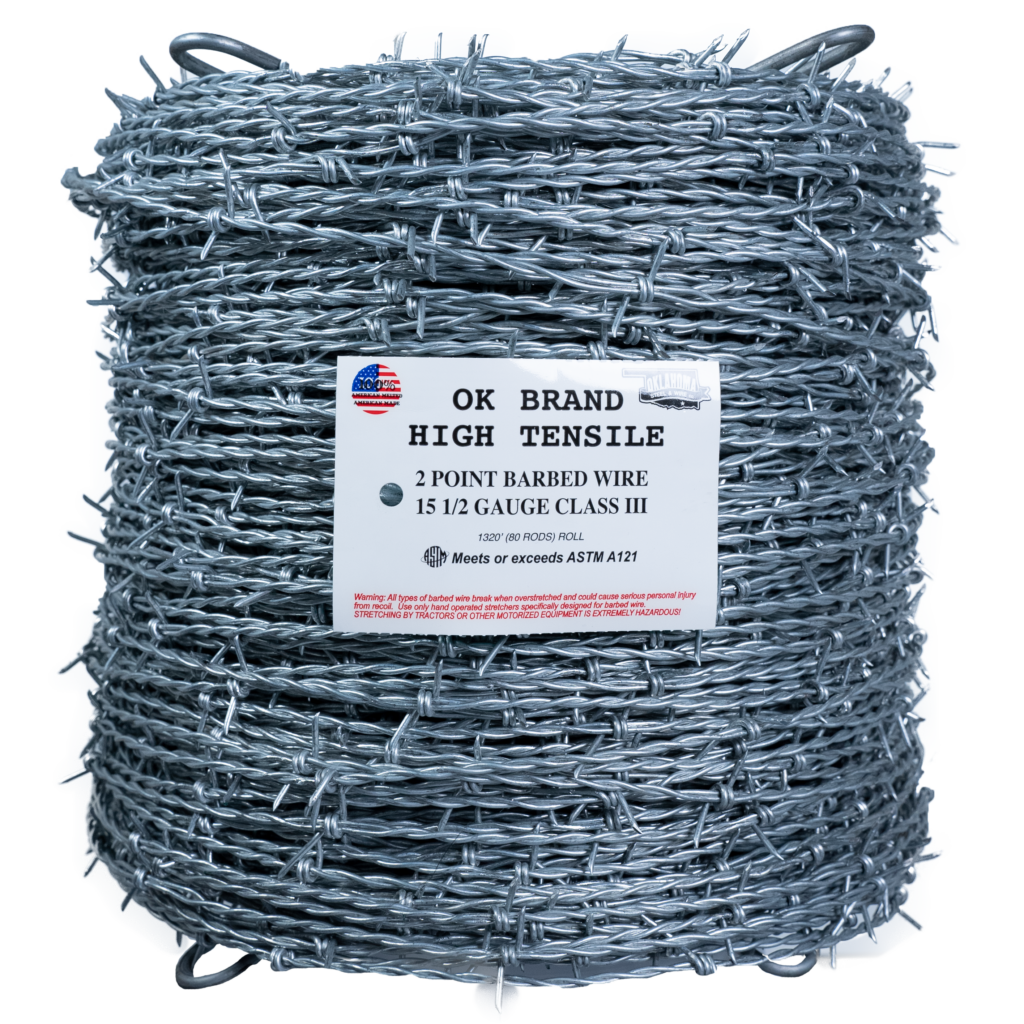 15 ga 2 point 5" Class 3 OK Brand High Tensile Barbed Wire - San ...