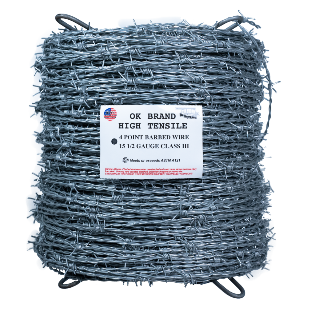 15 ga 4 point 5" Class 3 OK Brand High Tensile Barbed Wire - San ...